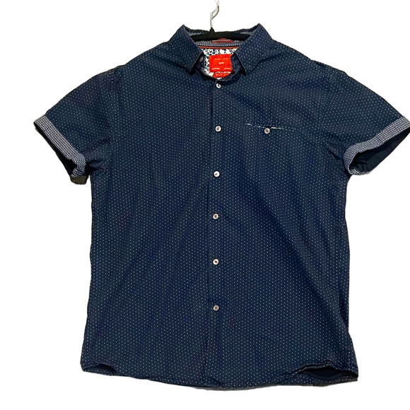 Cactus Man | Shirts | Cactus Man Dark Blue White Polka Dot Button Down ...